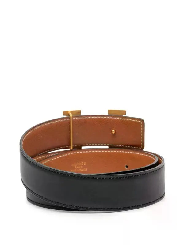Hermès 1998 Box Calf And Courchevel Constance H Reversible Belt