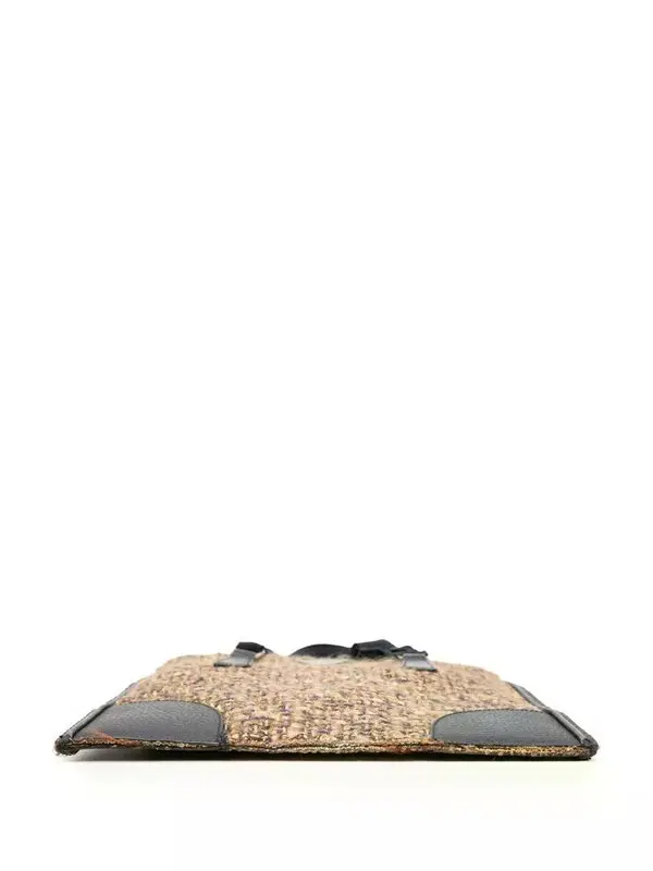 Prada 2000-2013 Vitello Trimmed Tweed Flat Handbag