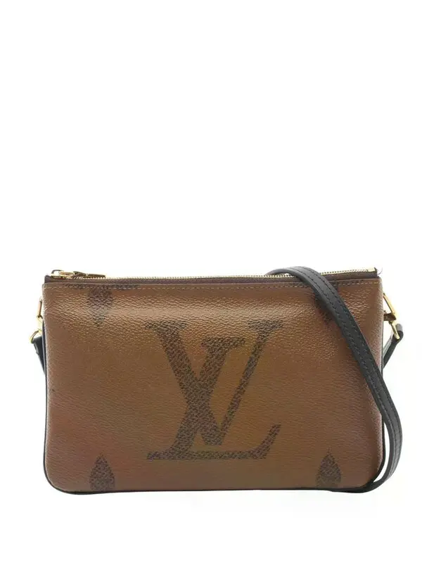 LOUIS VUITTON 2020 Monogram Giant Reverse Double Zip Pochette Crossbody Bag
