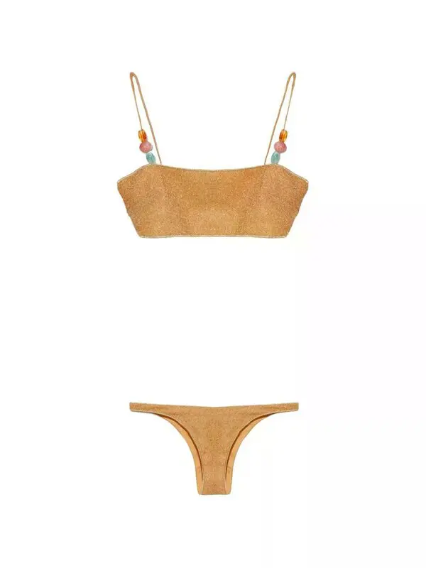 Oseree Bead-embellished Bikini - Brown