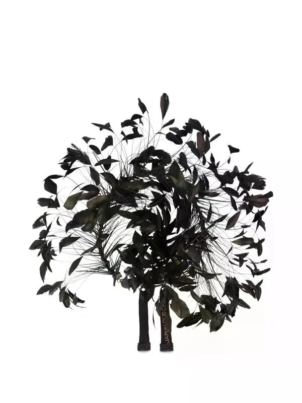 JAMIN PUECH Feather-trim Beaded Embellished Necklace - Black