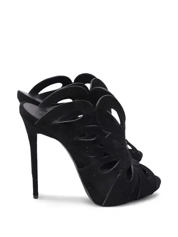 GIUSEPPE ZANOTTI Butterfly Cutout Stiletto Sandals - Black