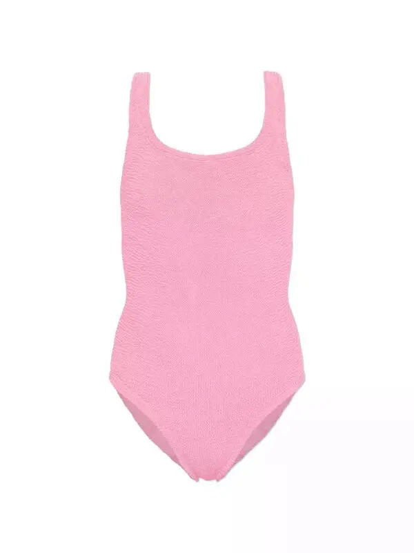 Hunza G Coverage Crinkle-effect Square-neck Swimsuit - Pink