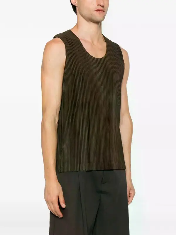Issey Miyake Brown Plissé Effect Tank Top
