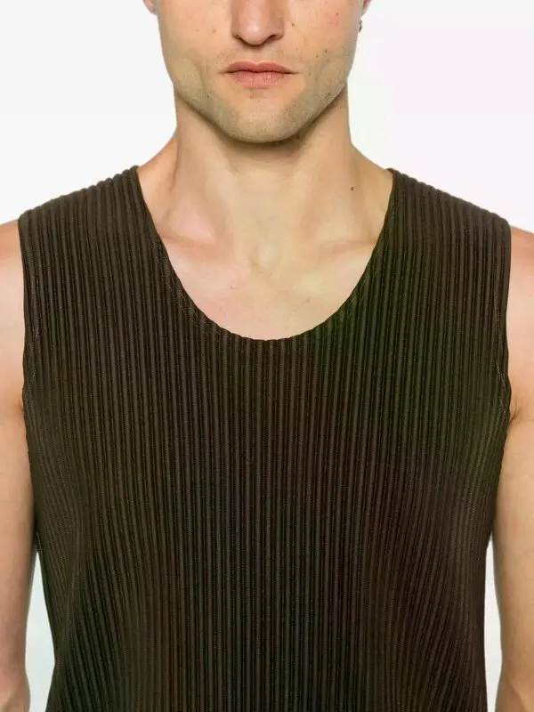 Issey Miyake Brown Plissé Effect Tank Top