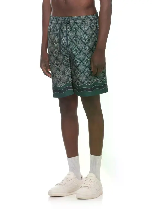 Casablanca Geometric-print Silk Shorts