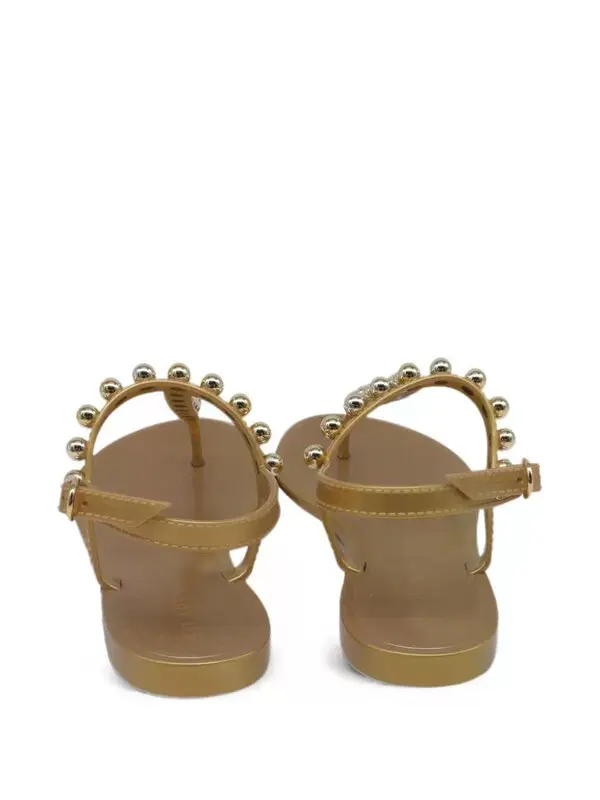 STUART WEITZMAN Embellished Faux-pearl Flat Sandals