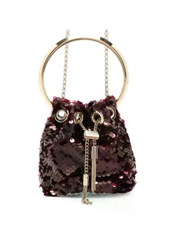 JIMMY CHOO Mini Bon Bon Sequin-embellished Bucket Bag