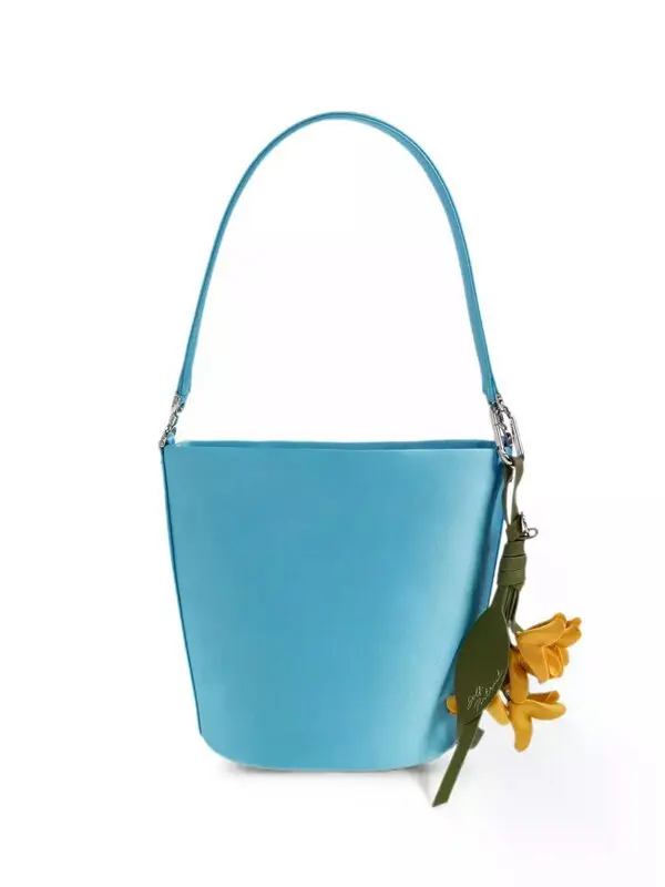 SELF-PORTRAIT Floral-keychain Satin Bucket Bag