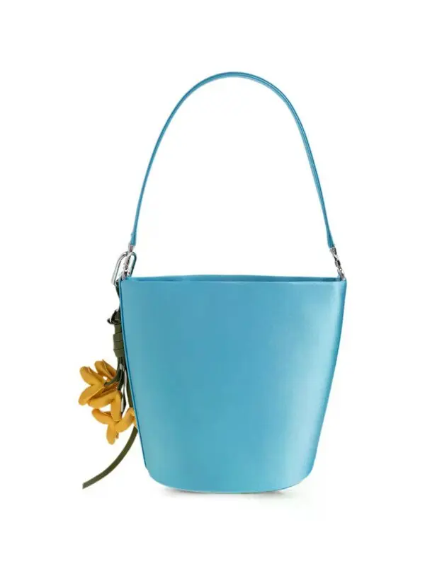 SELF-PORTRAIT Floral-keychain Satin Bucket Bag