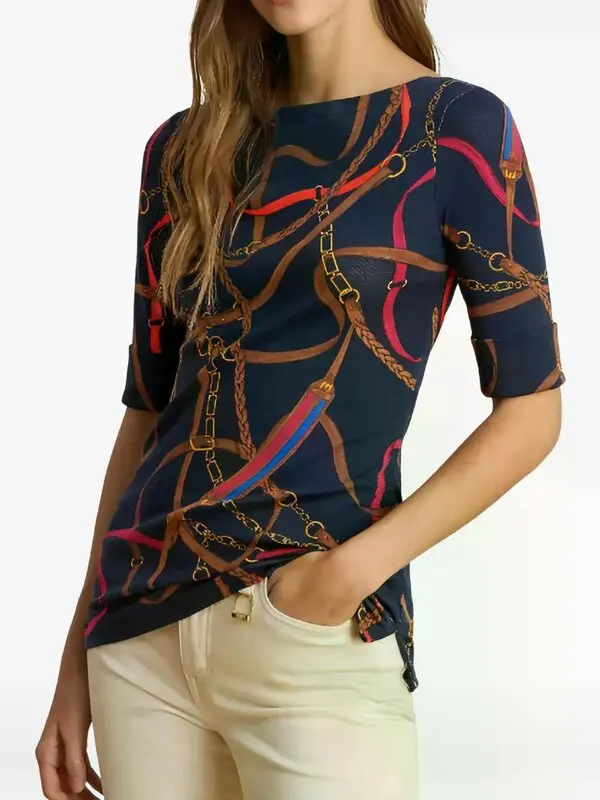 Ralph Lauren Belt-print Cuffed-sleeve T-shirt