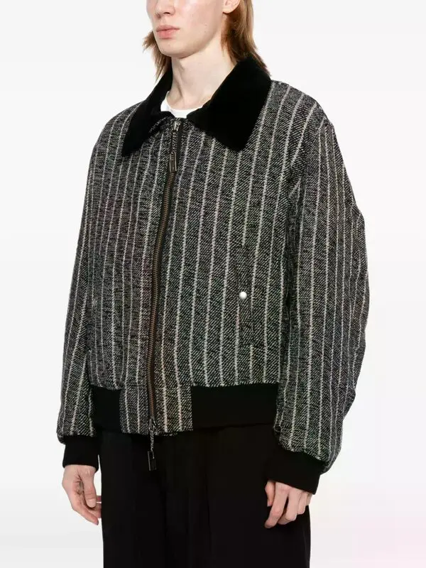 Yohji Yamamoto Three Blend Stripe-pattern Flight Jacket