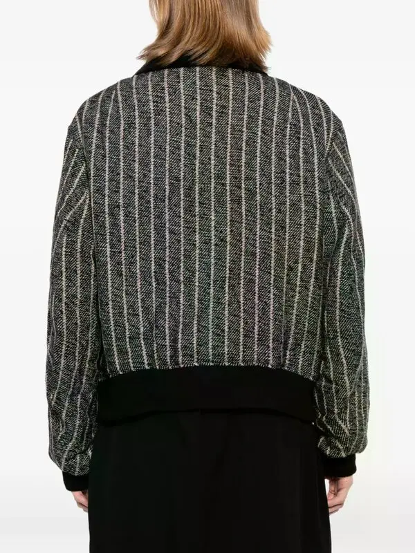 Yohji Yamamoto Three Blend Stripe-pattern Flight Jacket