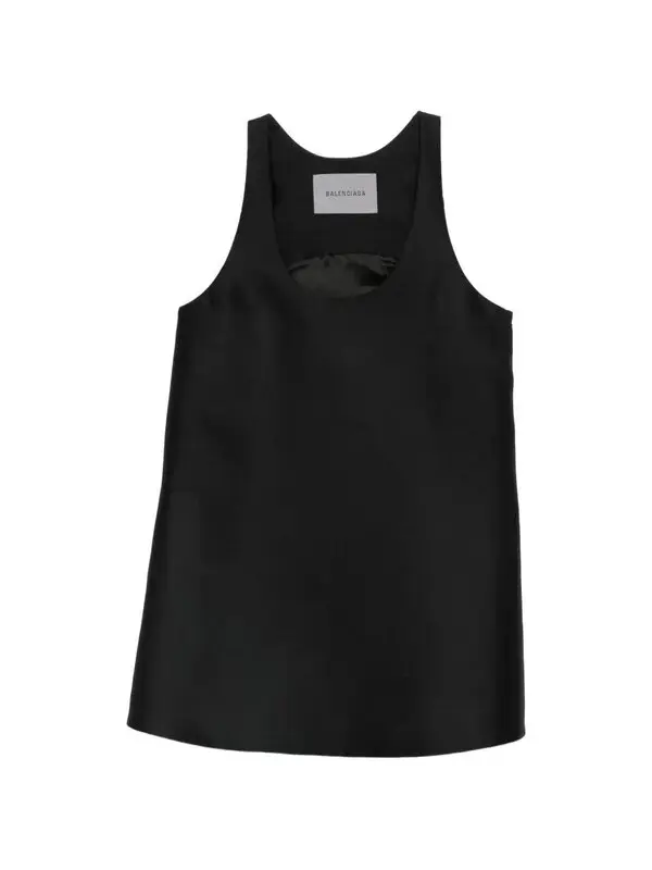 Balenciaga Scoop Neck A-line Mini Dress - Black