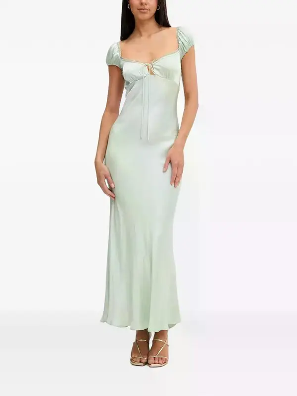 Bardot Lace-trim Cap-sleeve Maxi Dress - Green