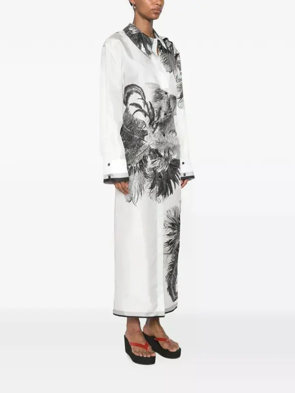 Attico Feather-print Maxi Shirt Dress
