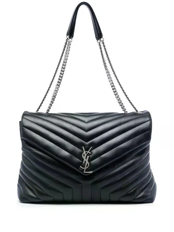 Saint Laurent 2016 Large Matelasse Calfskin Monogram Loulou Shoulder Bag - Black