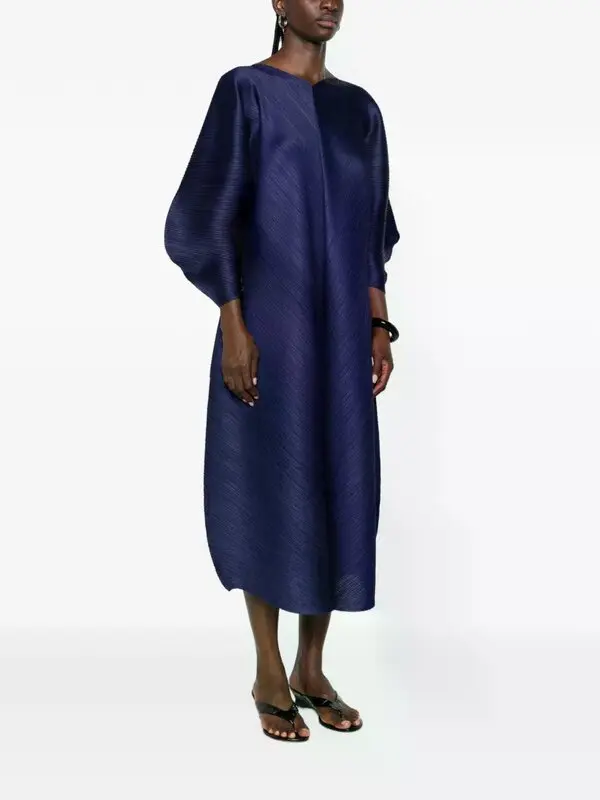 Issey Miyake V-neck Lantern Sleeve Dress