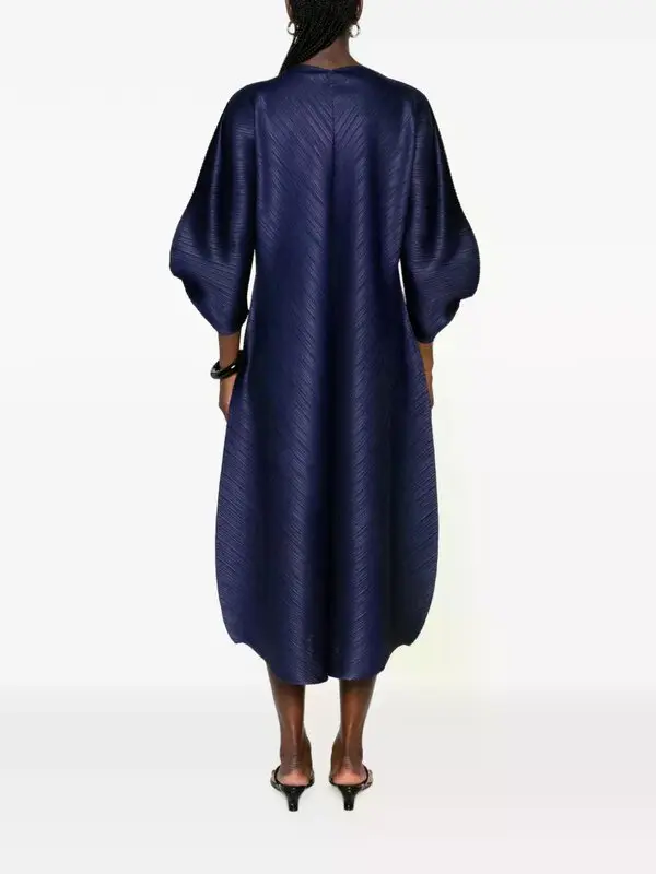 Issey Miyake V-neck Lantern Sleeve Dress