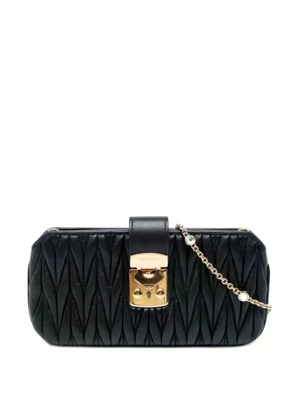 Miu Miu 2010-2026 Matelasse Nappa Crystal Clutch On Chain Shoulder Bag
