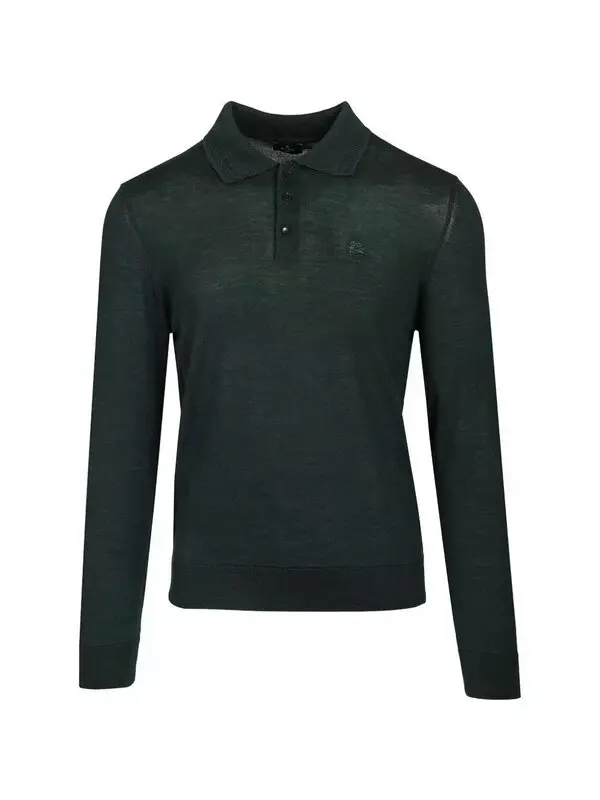 Etro Fuji Long-sleeve Knitted Polo Sweater - Green