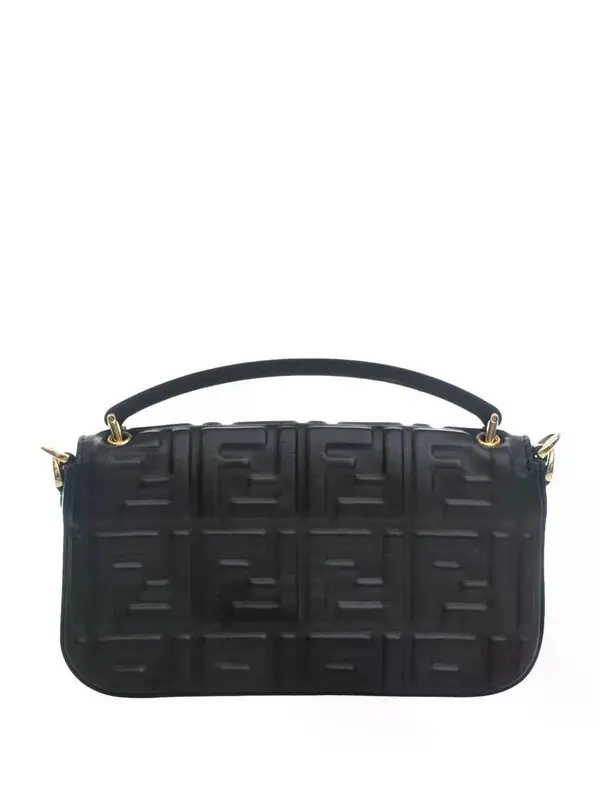 Fendi 2020-2024 Zucca Embossed Leather Baguette Phone Pouch Satchel