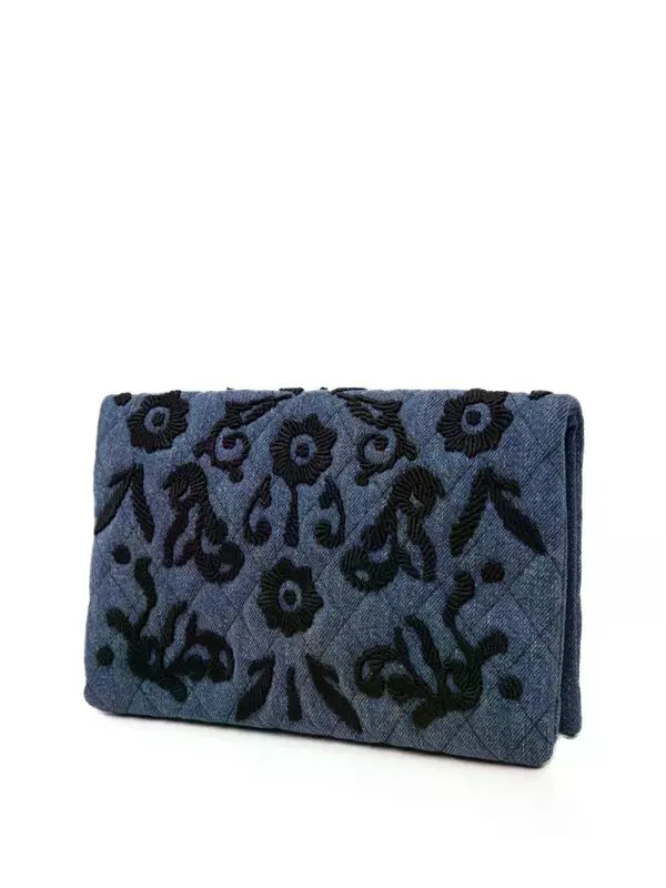 Prada 2010-2013 Embroidered Denim Impunto Clutch Bag