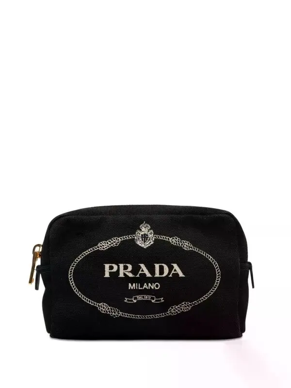Prada 2010-2026 Canvas Canapa Logo Pouch - Black