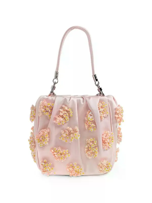 SELF-PORTRAIT Floral-appliqué Ruched Tote Bag