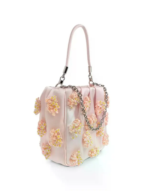 SELF-PORTRAIT Floral-appliqué Ruched Tote Bag