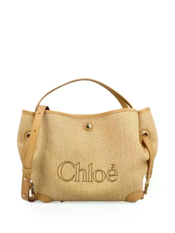 Chloé Small Clover Logo-embroidered Leather-trim Shoulder Bag - Neutrals