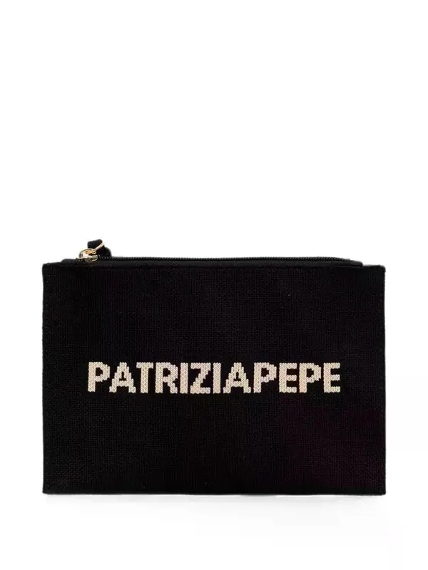 Patrizia Pepe Logo-intarsia Knitted Make-up Bag