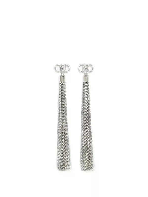 Liu Jo Crystal-embellished Chain-fringe Earrings - Silver