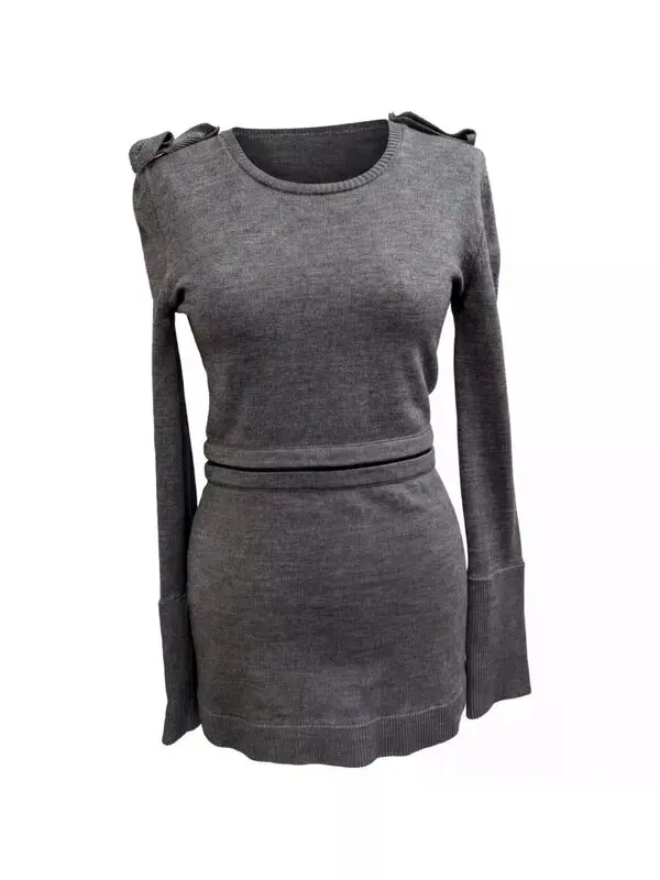 Burberry 2014 Knit Shoulder-detail Mini Dress - Grey