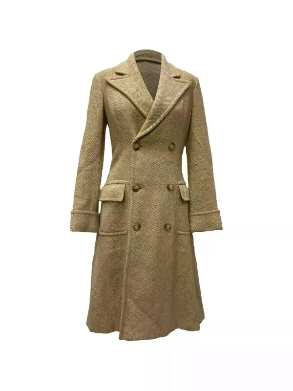 Ralph Lauren Beige Herringbone Double-breasted Coat - Neutrals