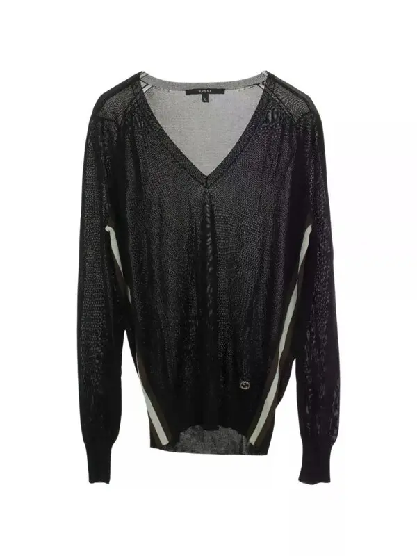 Gucci 2010s Interlocking G V-neck Sweater - Black