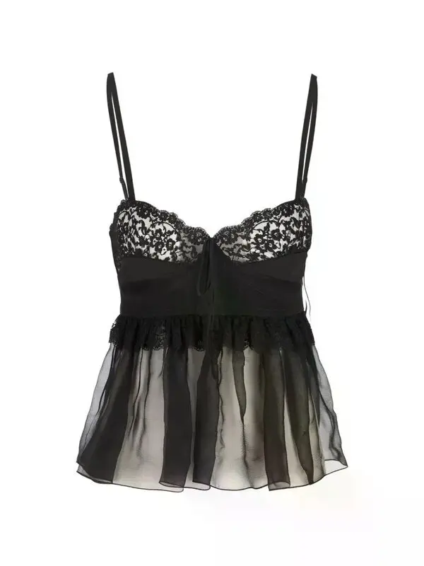 Chloé Lace-trim Silk-chiffon Top - Black