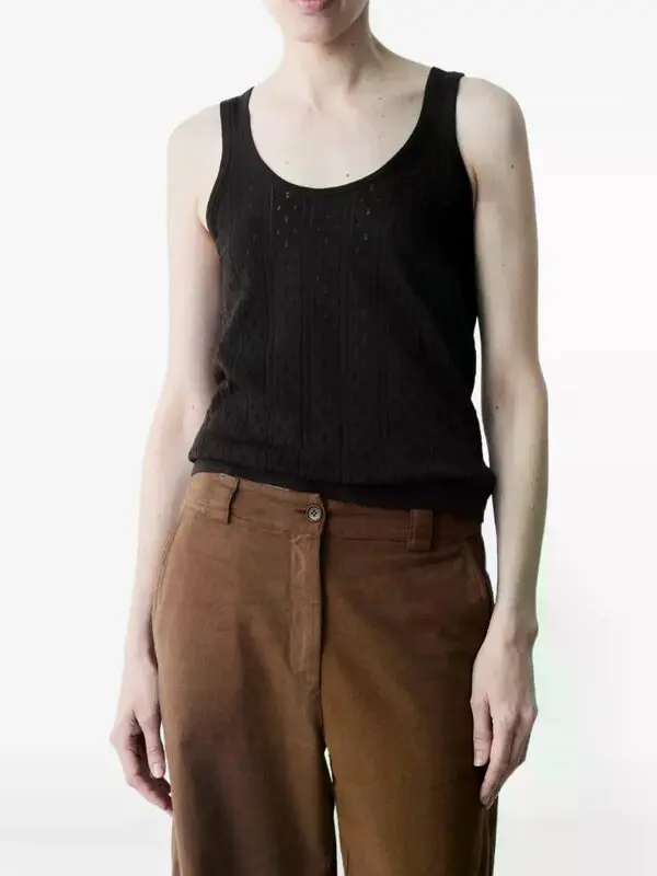 LEBOR GABALA Lacework-detail Scoop-neck Top - Brown