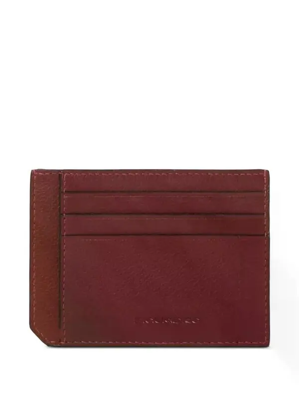 PIQUADRO Logo-plaque Leather Card Holder - Red