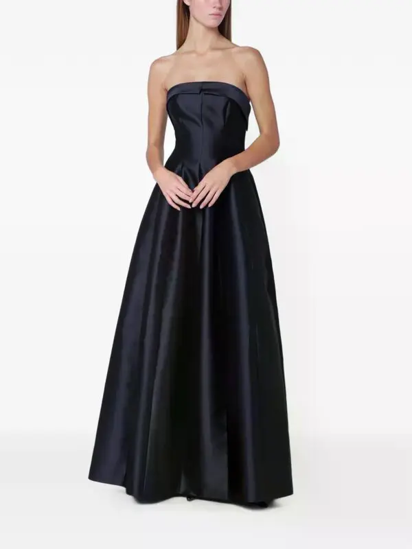 Alberta Ferretti Strapless Pleated Maxi Dress - Blue