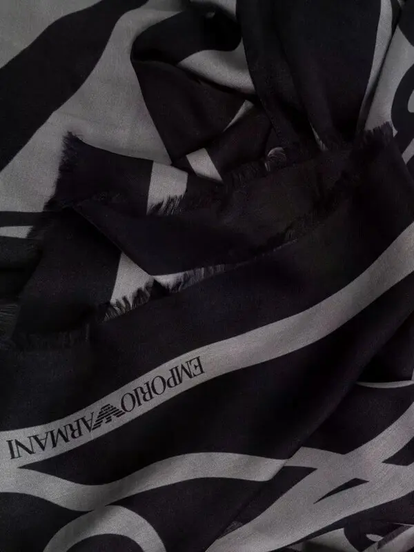 Emporio Armani Logo-print Frayed Scarf