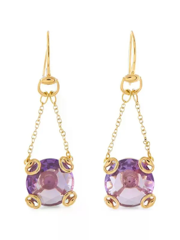 Gucci Horsebit Purple-gemstone Earrings - Gold