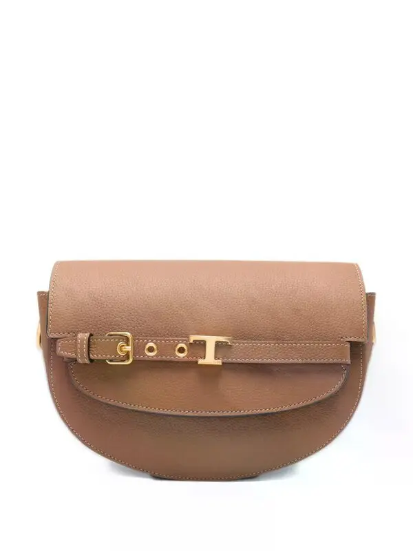 TOD'S Mini T Signature Leather Crossbody Bag - Brown
