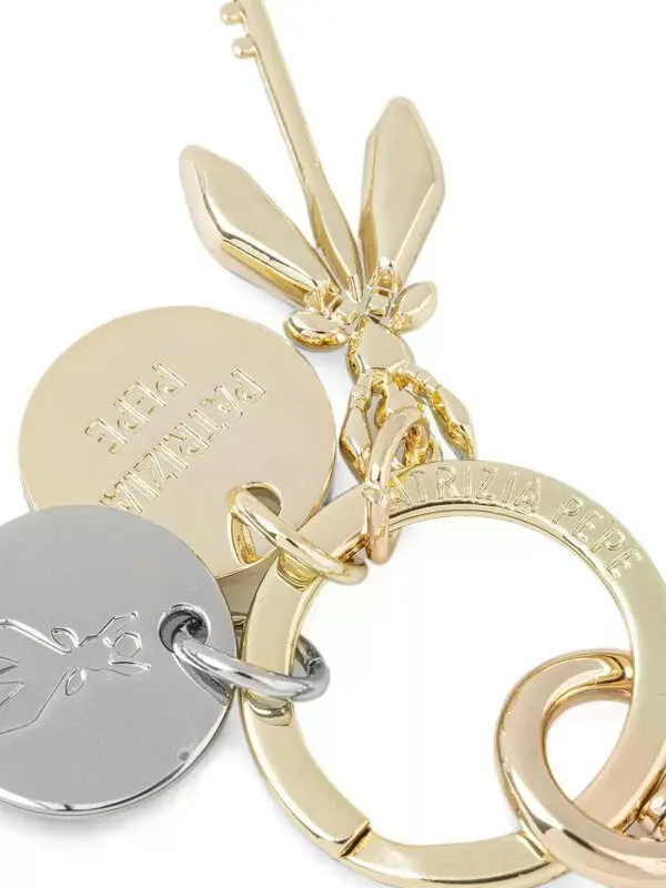 Patrizia Pepe Logo Plaque Fly Keyring - Gold