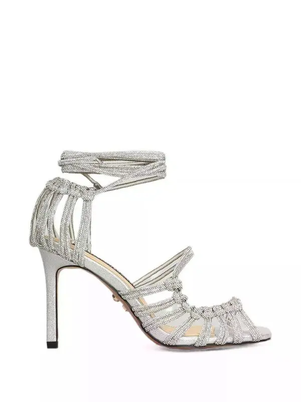 TWENTY FOURHAITCH Molí Crystal-embellished Wrap-around Sandals - Silver