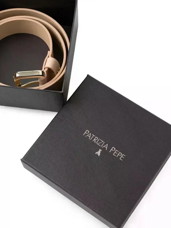 Patrizia Pepe Pebbled Calf Leather Belt With Gold-tone Fly Plaque