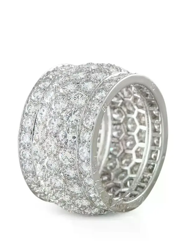 Cartier 18k White Gold Pavé-set Diamond Band Ring - Silver