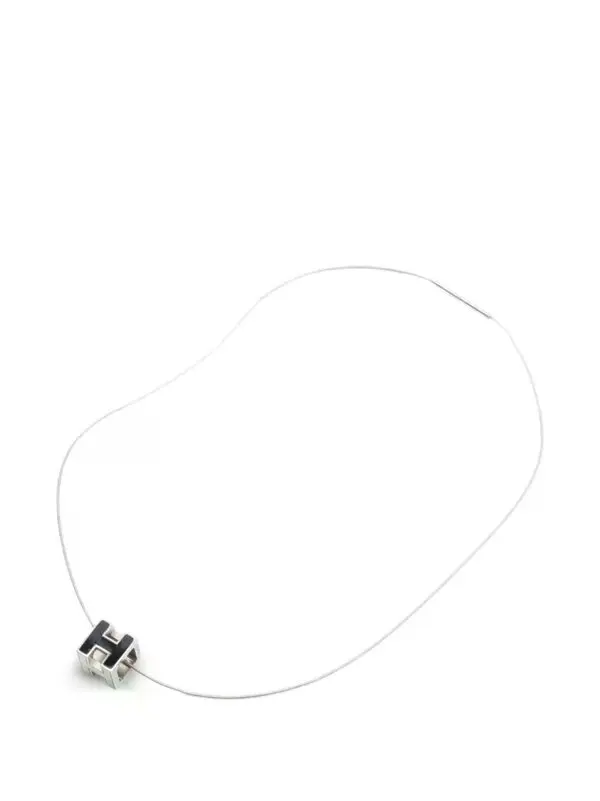 Hermès Tone Cage D'h Pendant Necklace - Silver