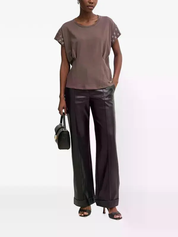 Liu Jo Eyelet-embellished Pleated T-shirt