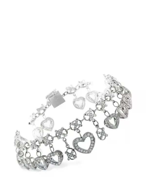 LB EXCLUSIVE Diamond-embellished Heart-charm Bracelet - Silver